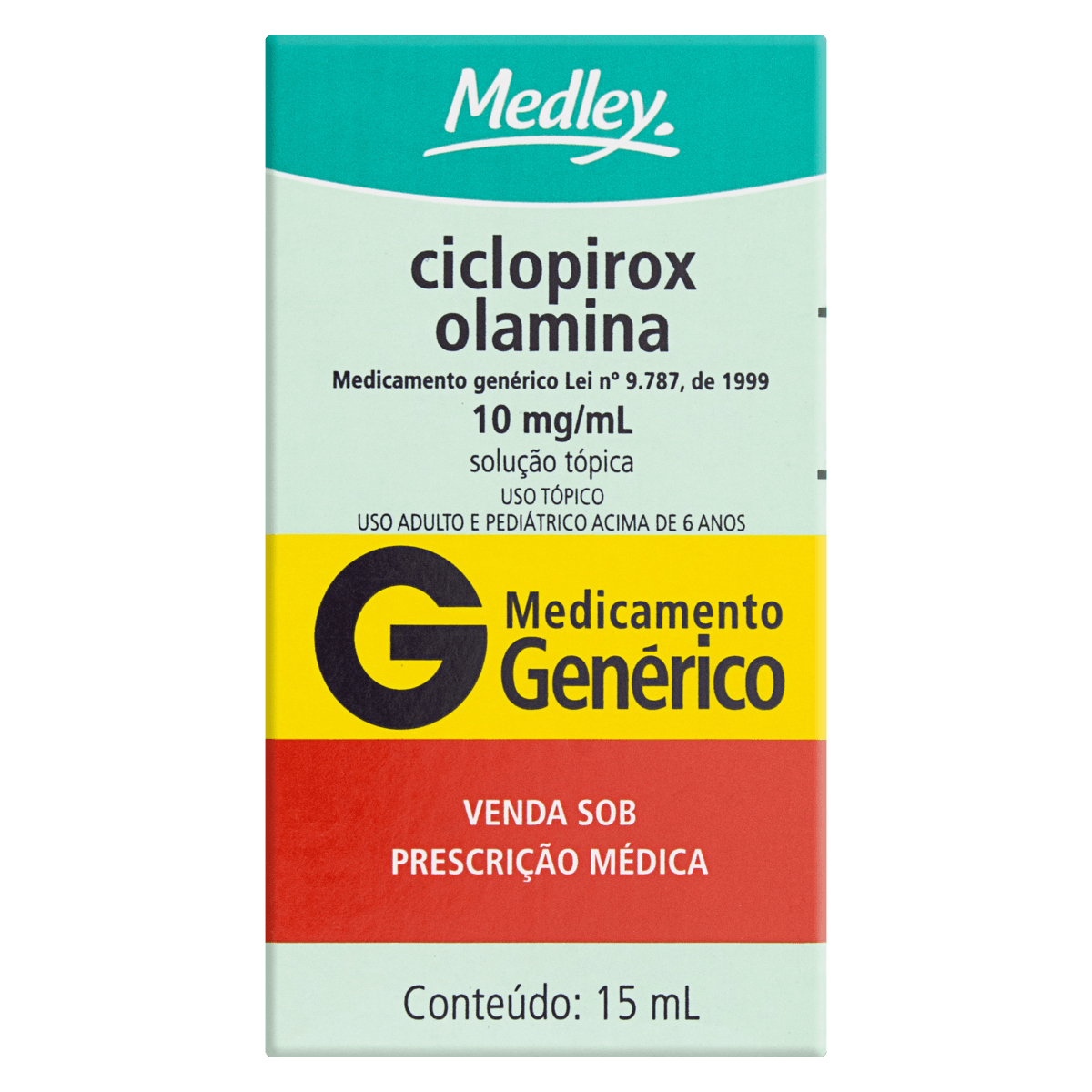 Ciclopirox Olamina Solução Tópica 10mg Genérico Medley 15ml