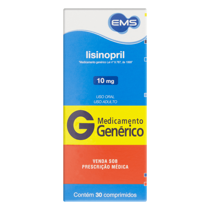 Lisinopril 10mg Genérico EMS 30 Comprimidos