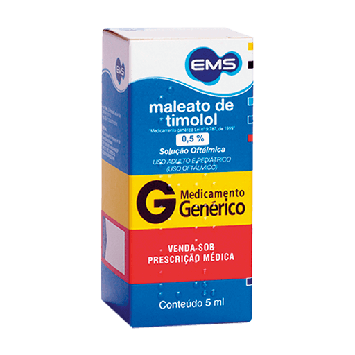 Maleato de Timolol Colírio 0,5% Genérico EMS 5ml