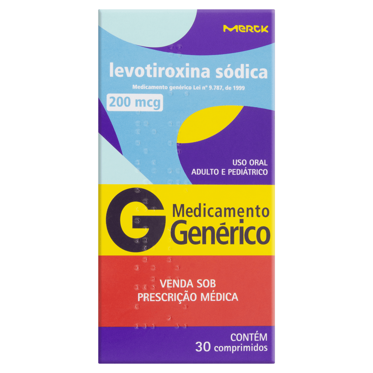 Levotiroxina Sódica 200mcg Genérico Merck S/A 30 Comprimidos