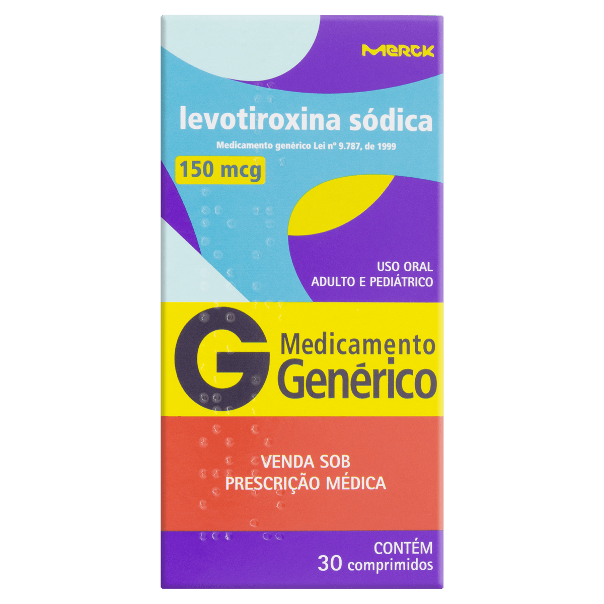 Levotiroxina Sódica 150mcg Genérico Merck S/A 30 Comprimidos