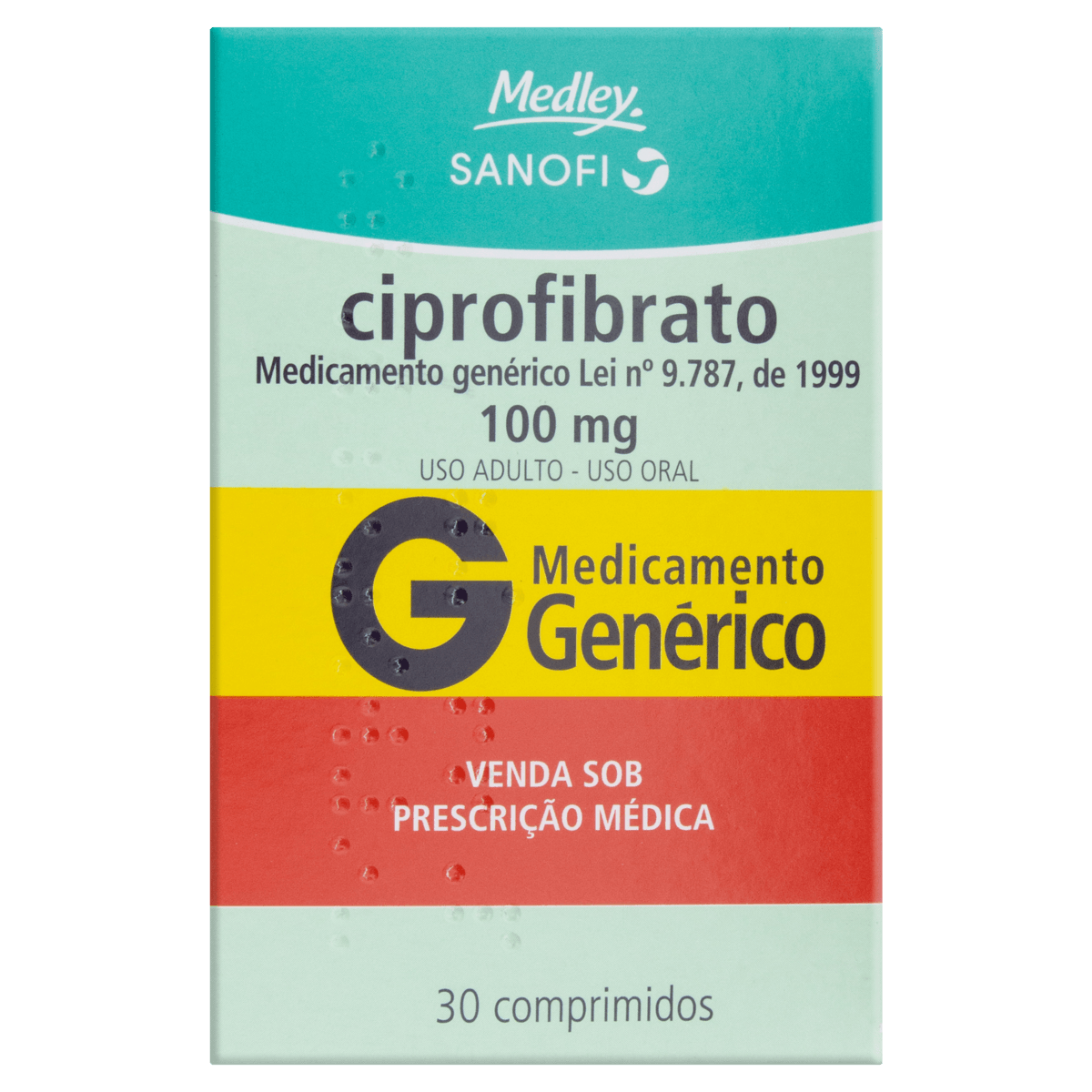 Ciprofibrato 100mg Genérico Medley 30 Comprimidos