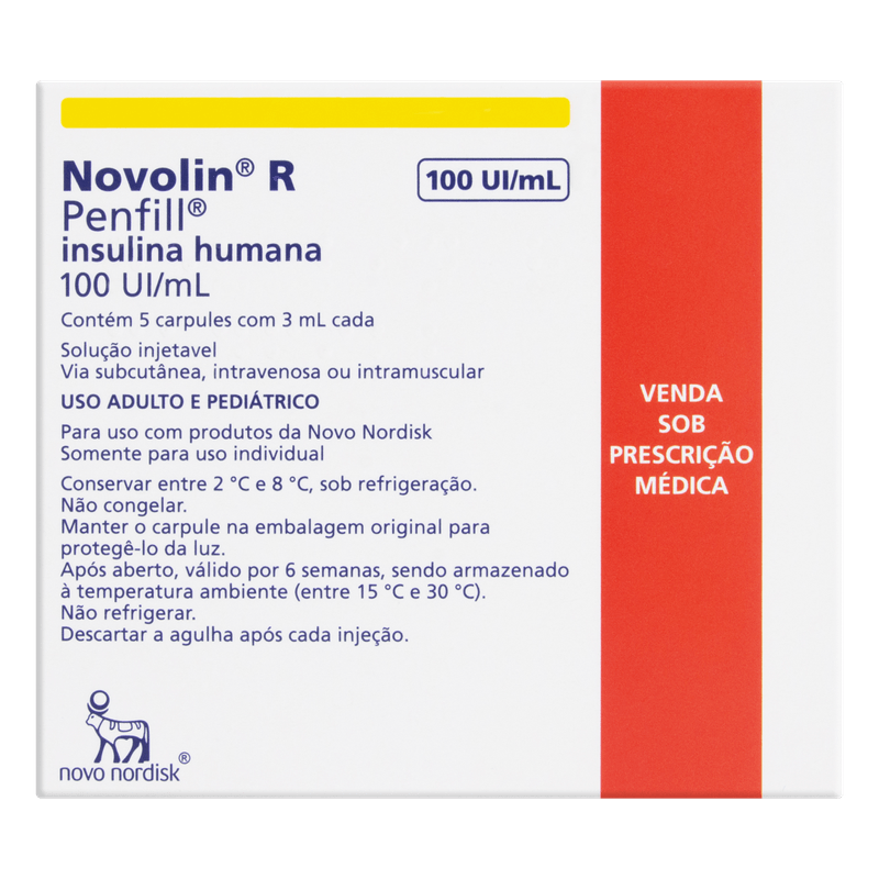 Insulina Novolin R REGULAR Penfil 5 Refis Novo Nordisk 3ml