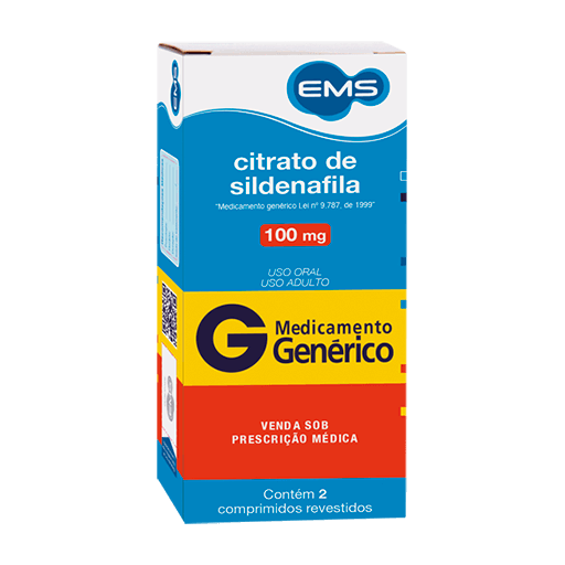 Citrato de Sildenafila Genérico 100mg EMS 2 Cápsulas