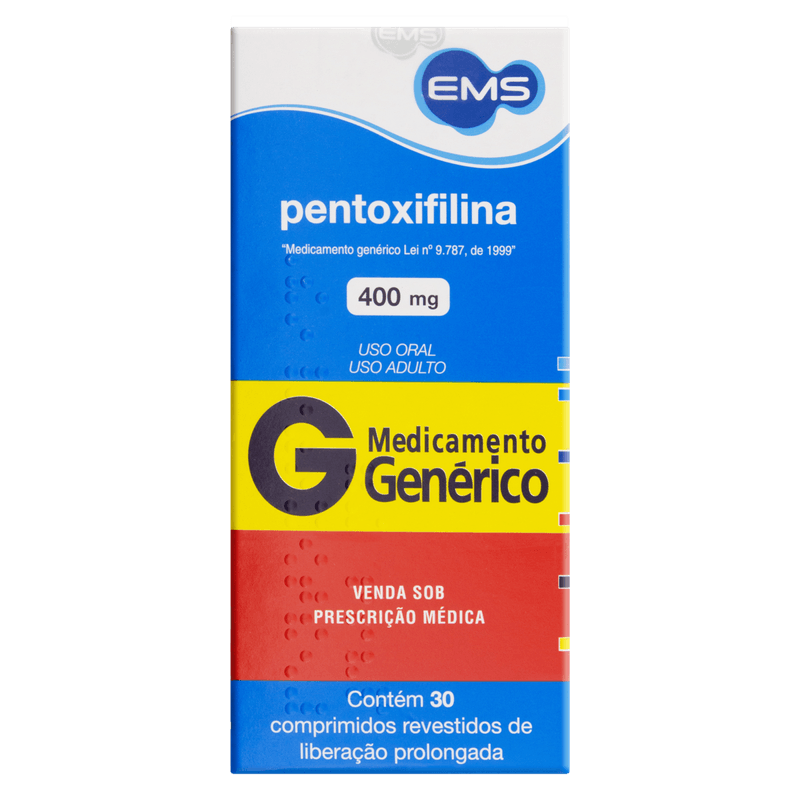 Pentoxifilina 400mg Genérico EMS 30 Comprimidos
