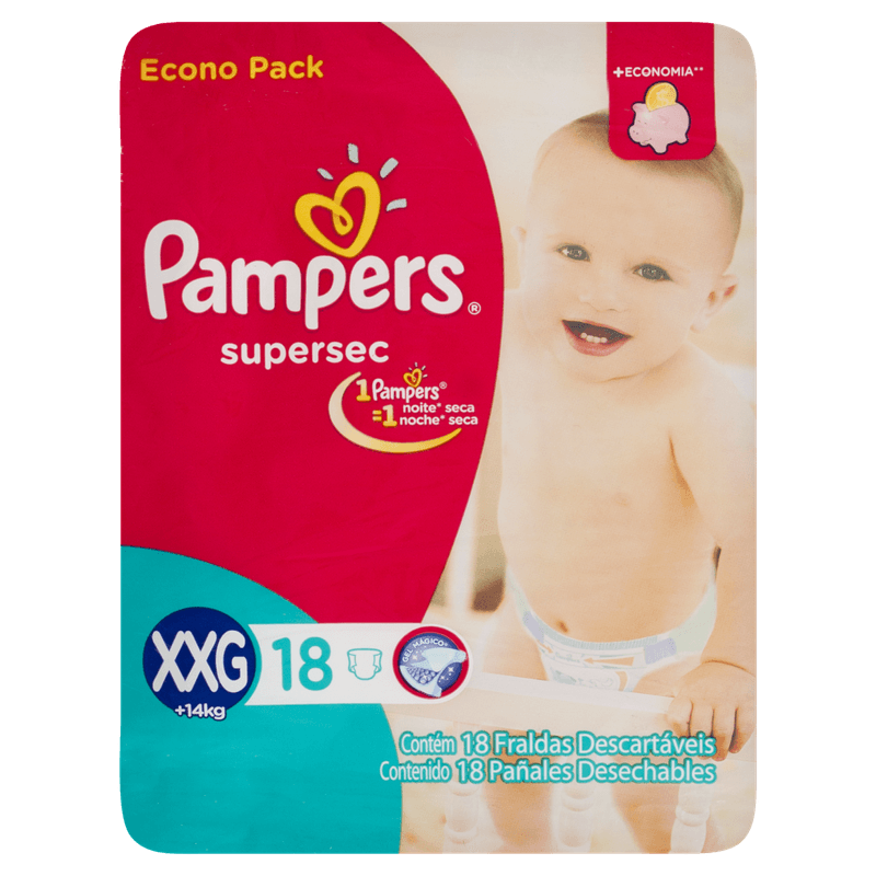 FRALDA PAMPERS SUPERSEC PACOTAO XXG 18 FR