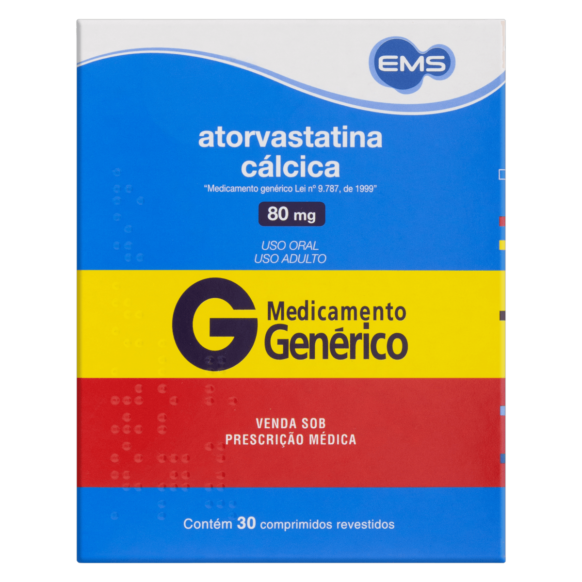 Atorvastatina 80mg Genérico EMS 30 Cápsulas