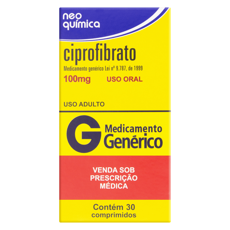 Ciprofibrato 100mg Genérico Neo Química 30 Comprimidos