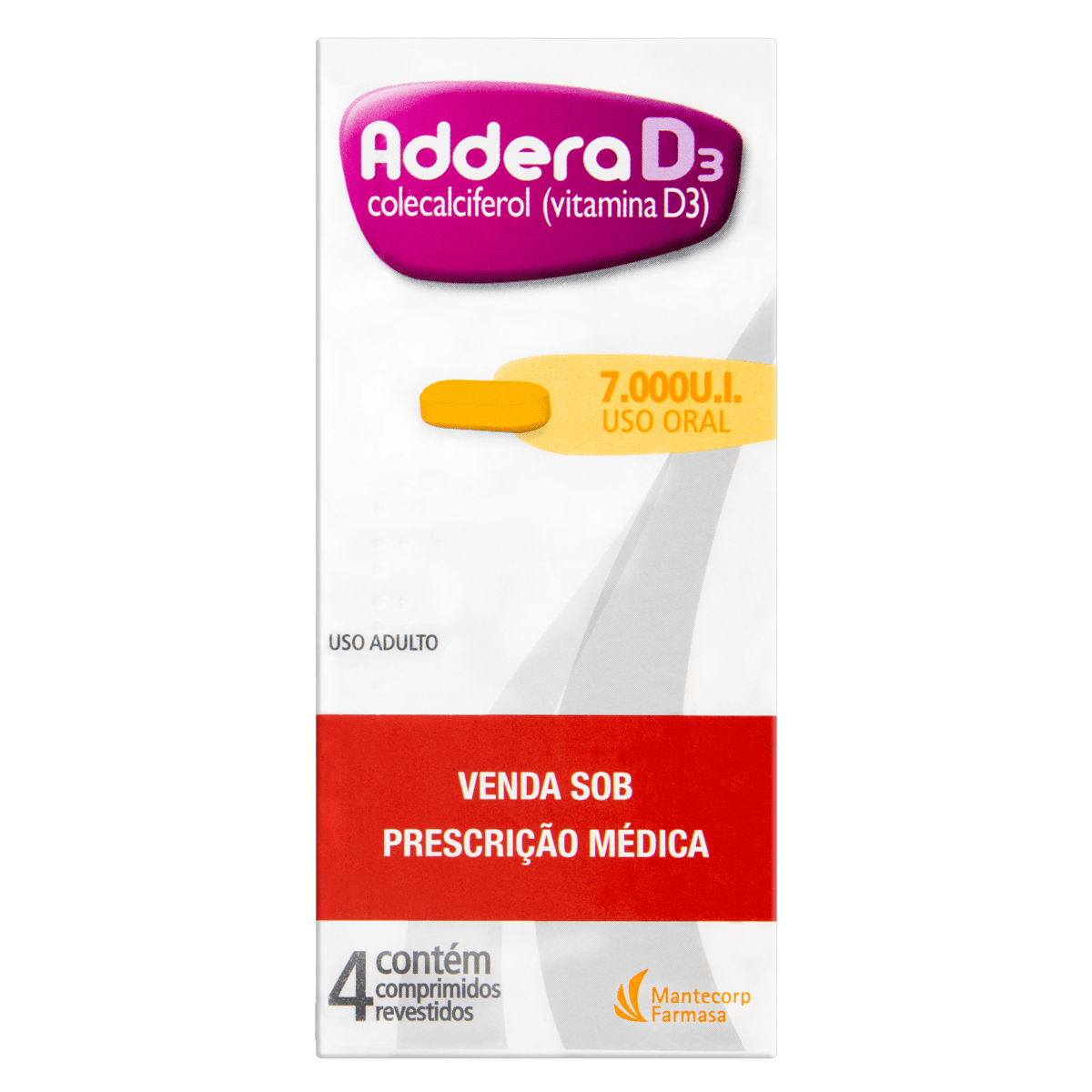 Kit 2 Addera D3 7000UI Mantecorp Farmasa 4 comprimidos