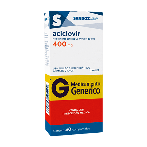 Aciclovir 400mg Genérico 30 Comprimidos Revestidos