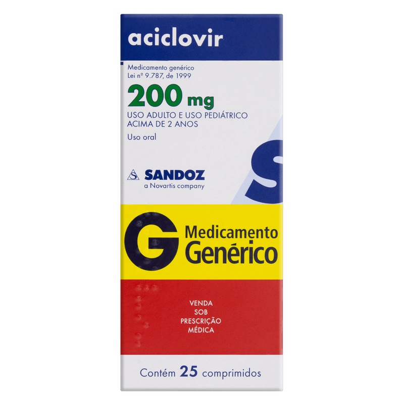 Aciclovir 200mg Genérico 25 Comprimidos Revestidos