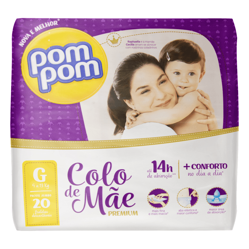 FRALDA POM POM COLO DE MAE JUMBO GRAND 20 FR