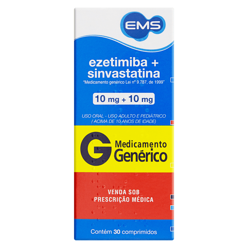 EZETIMIBA + SINVASTATINA 10/10MG 30 CPRS -EMS(G)