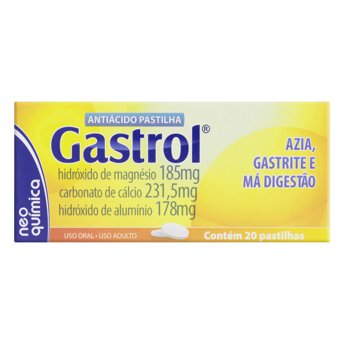 Antiácido Gastrol 20 Pastilhas Mastigáveis