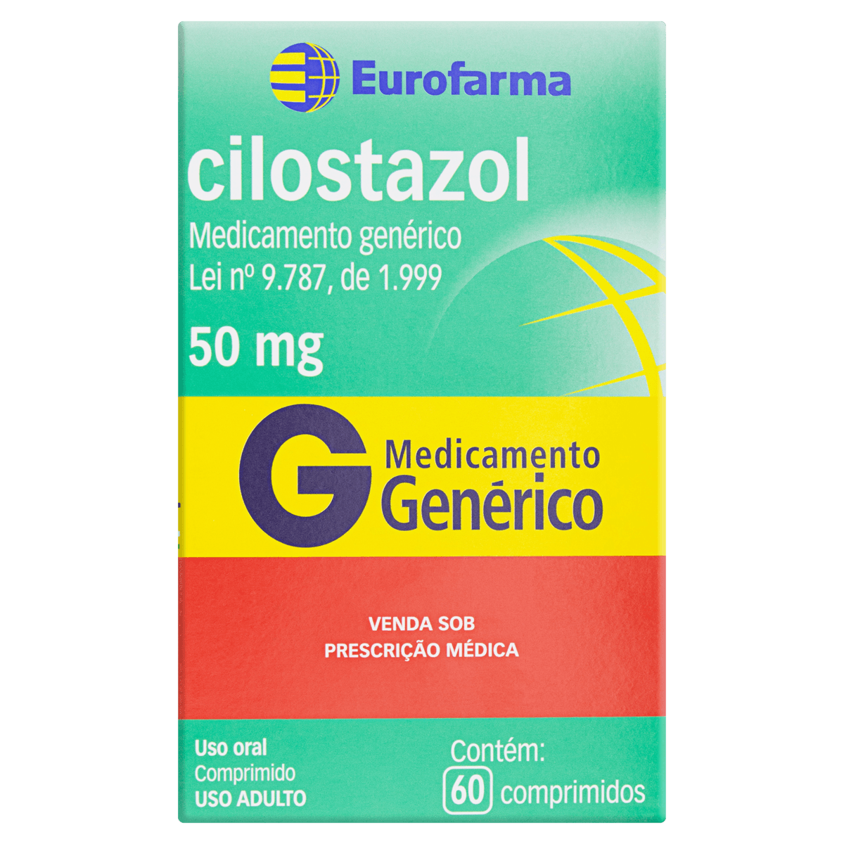 Cilostazol 50mg Genérico Eurofarma Labs. 60 Comprimidos