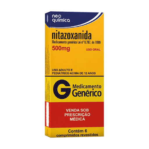 Nitazoxanida 500mg Genérico Neo Química 6 Comprimidos Revestidos