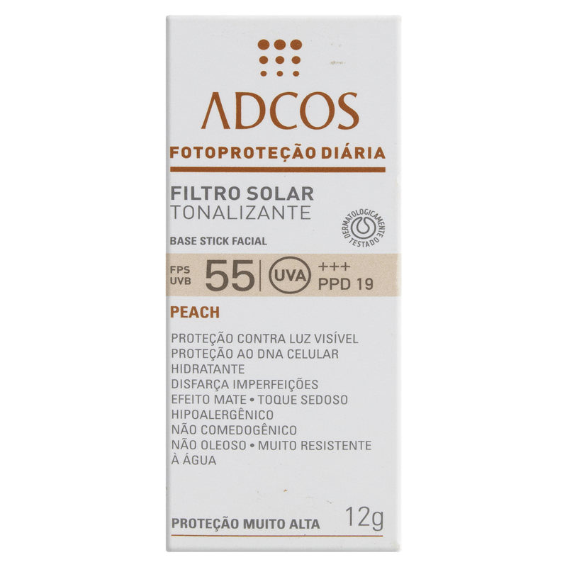 ADCOS FILTRO SOLAR TON BASE STICK FPS 55 PEACH 12G