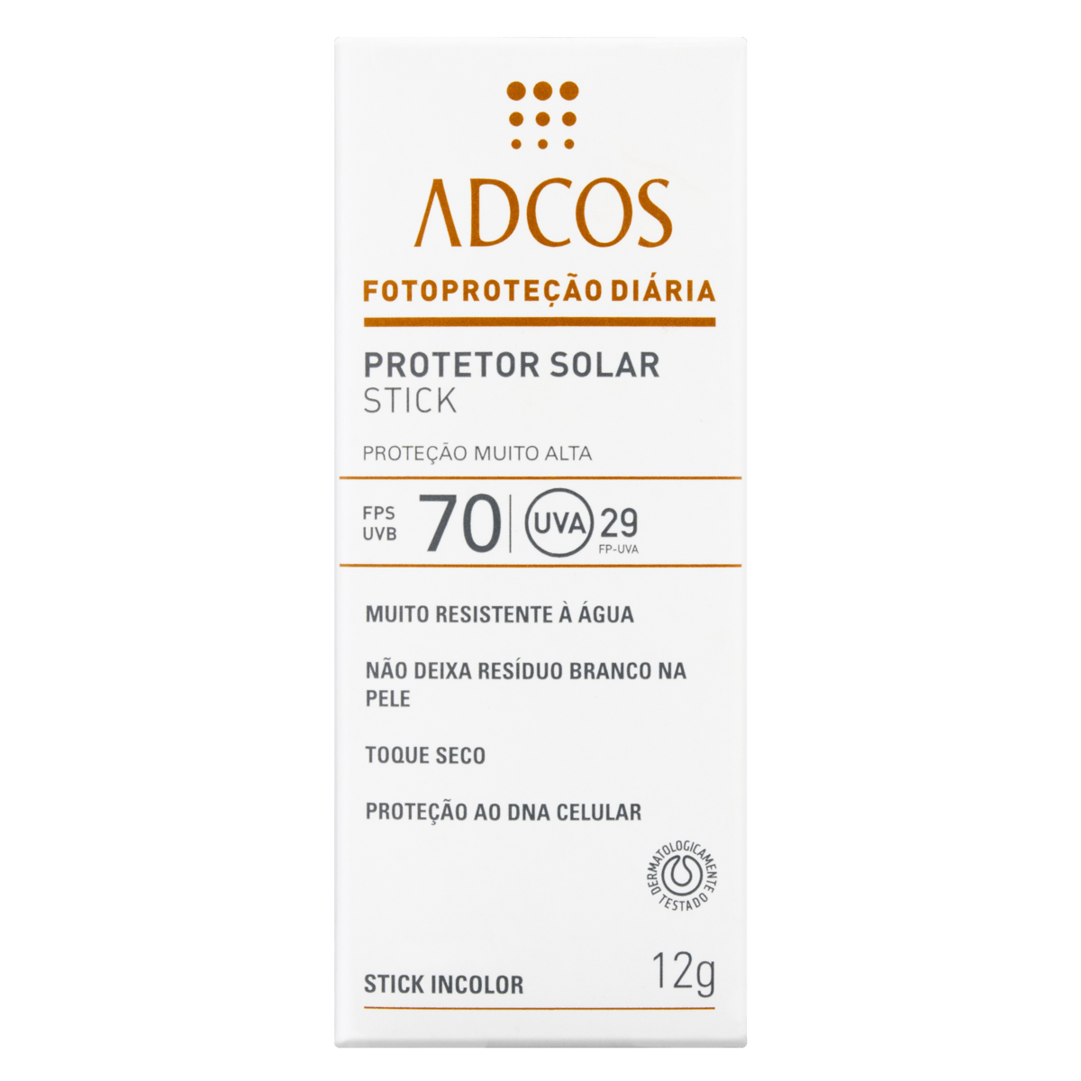 ADCOS FILTRO SOLAR BASE STICK FPS 70 INCOLOR 12G