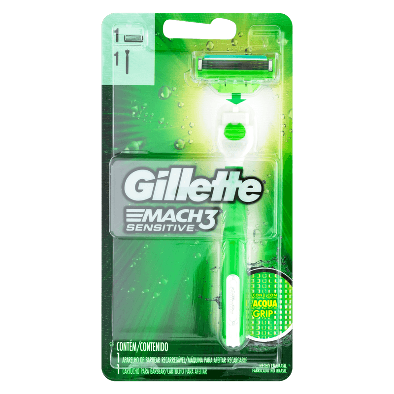 AP GILLETTE MACH 3 SENSITIVE AQUA GRIP C/1 CARGA