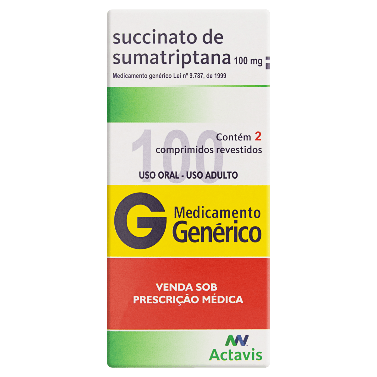Succinato de Sumatriptana 100mg c/ 02 Comprimidos
