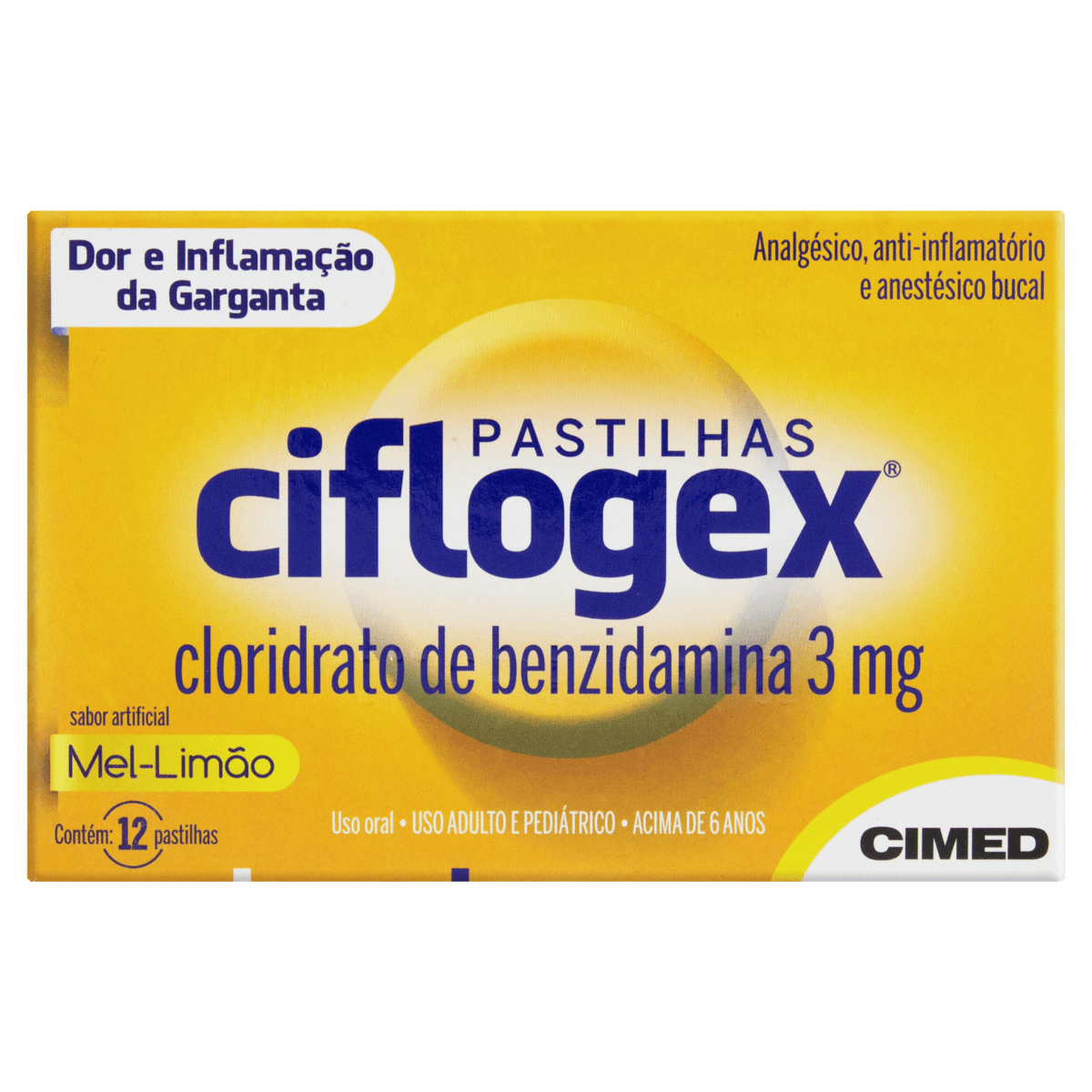 Ciflogex 3mg Mel e Limão Cimed 12 pastilhas