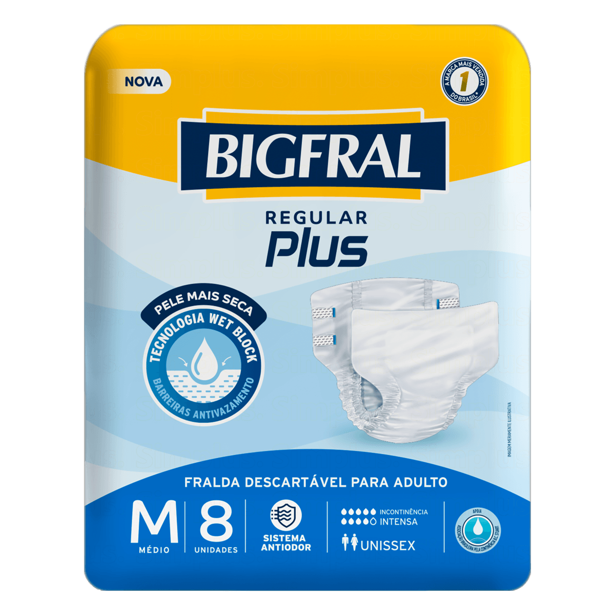 Fralda Geriátrica Bigfral Regular Plus M 8 Unidades