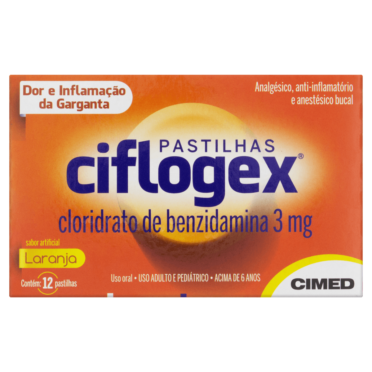 Ciflogex Laranja 3mg Cimed 12 pastilhas