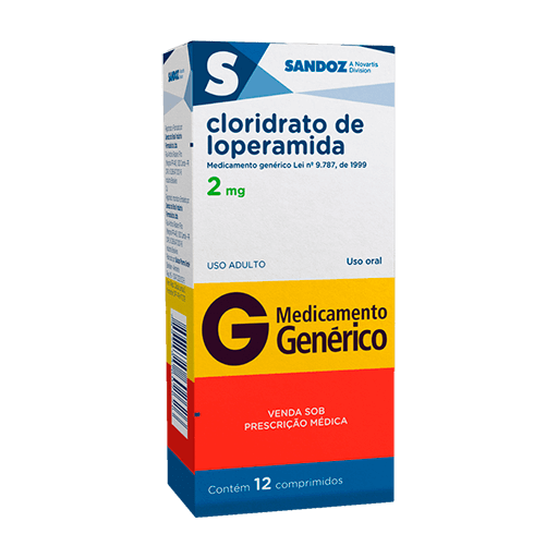 Cloridrato de Loperamida 2mg Genérico Sandoz 12 Comprimidos