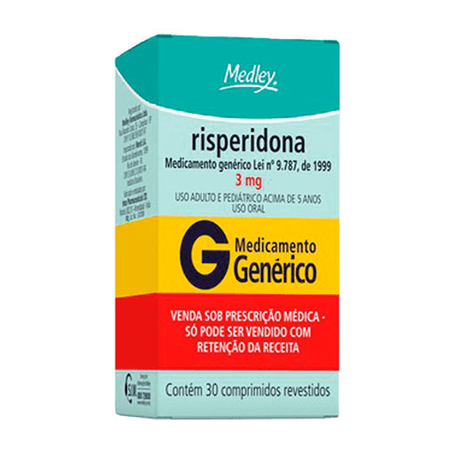 Risperidona 3mg Genérico Medley 30 Comprimidos